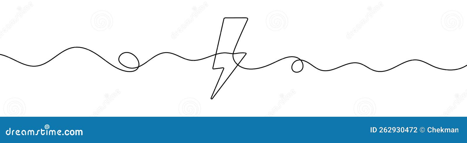 Lightning Symbol in Continuous Line Drawing Style. Line Art of ...
