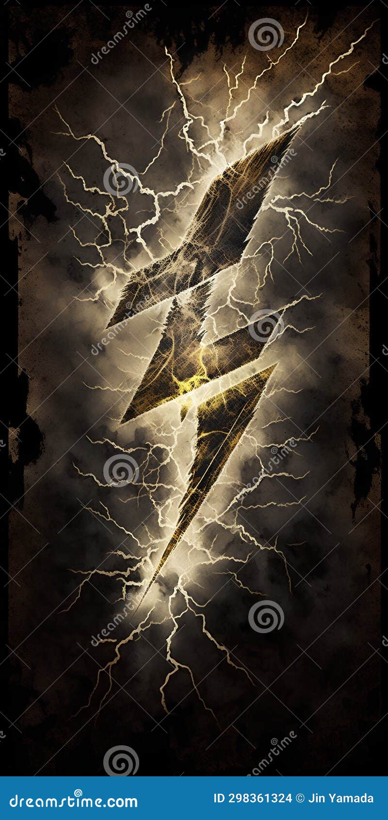 Lightning Symbol on Grunge Background with Lightning Effect. Computer ...
