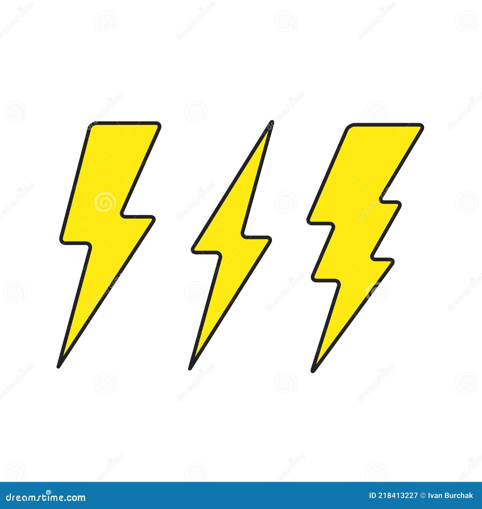 The Lightning Symbol Set. Different Shapes. Vector Illustration Stock ...