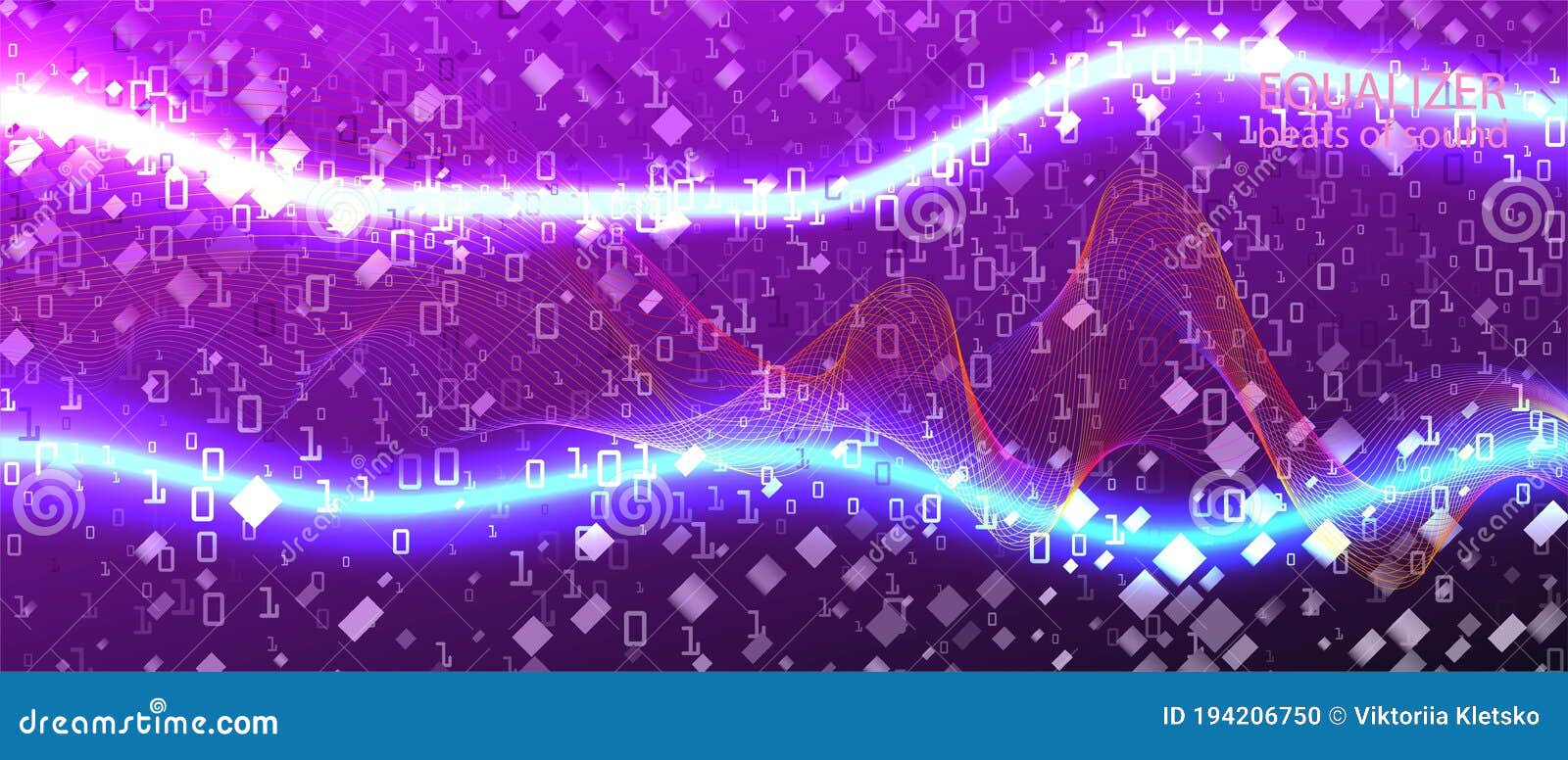 Lightning Tech Vector Landing Page. Matrix Falling Binary Code. Blue ...