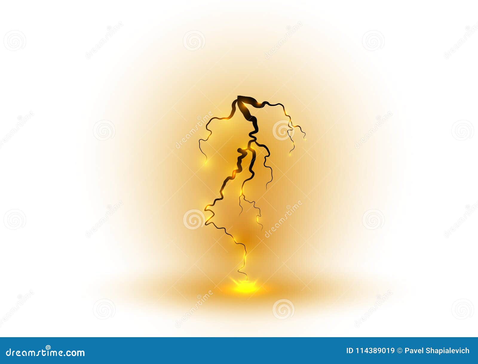 Orange Lightning on White Background Stock Illustration - Illustration ...