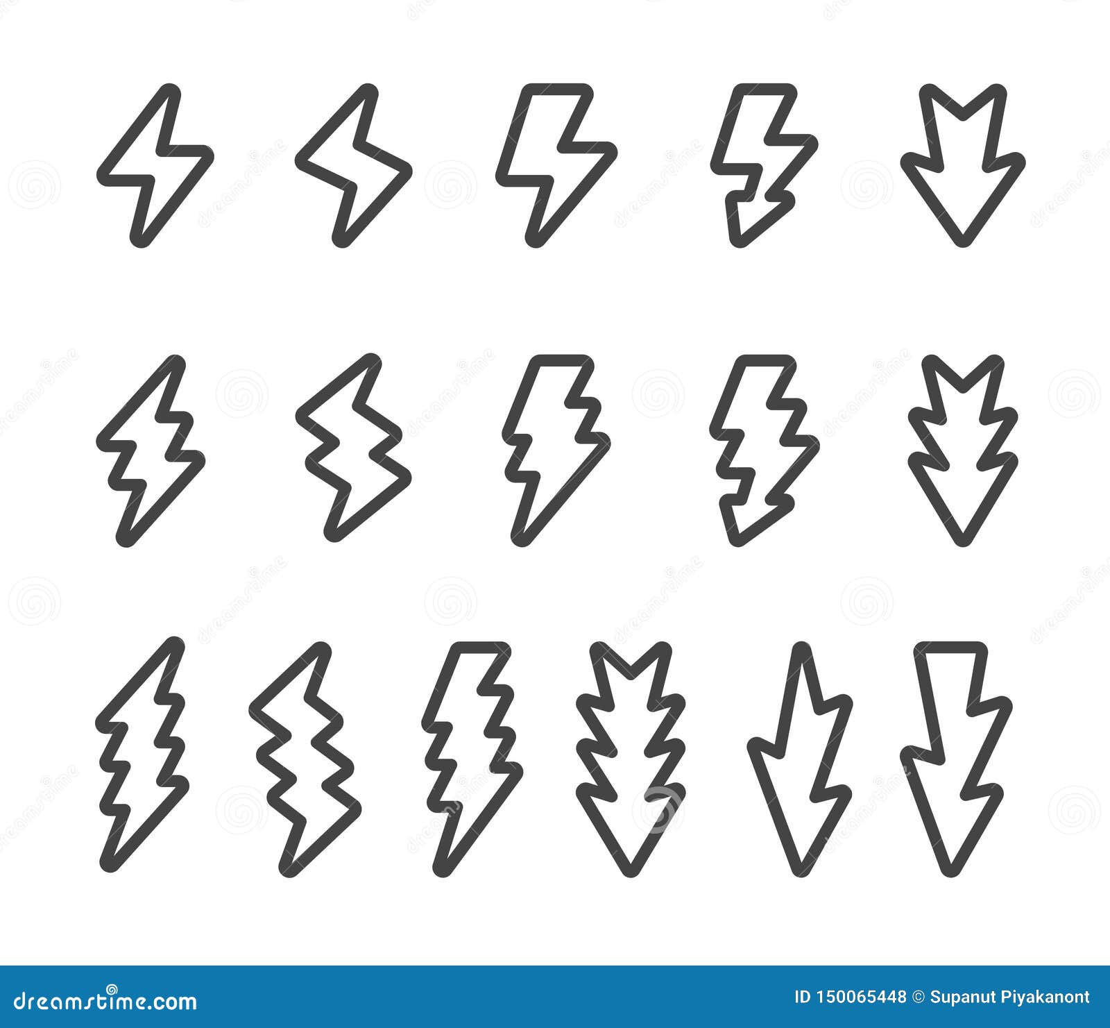 Lightning line icon set stock vector. Illustration of modern - 150065448