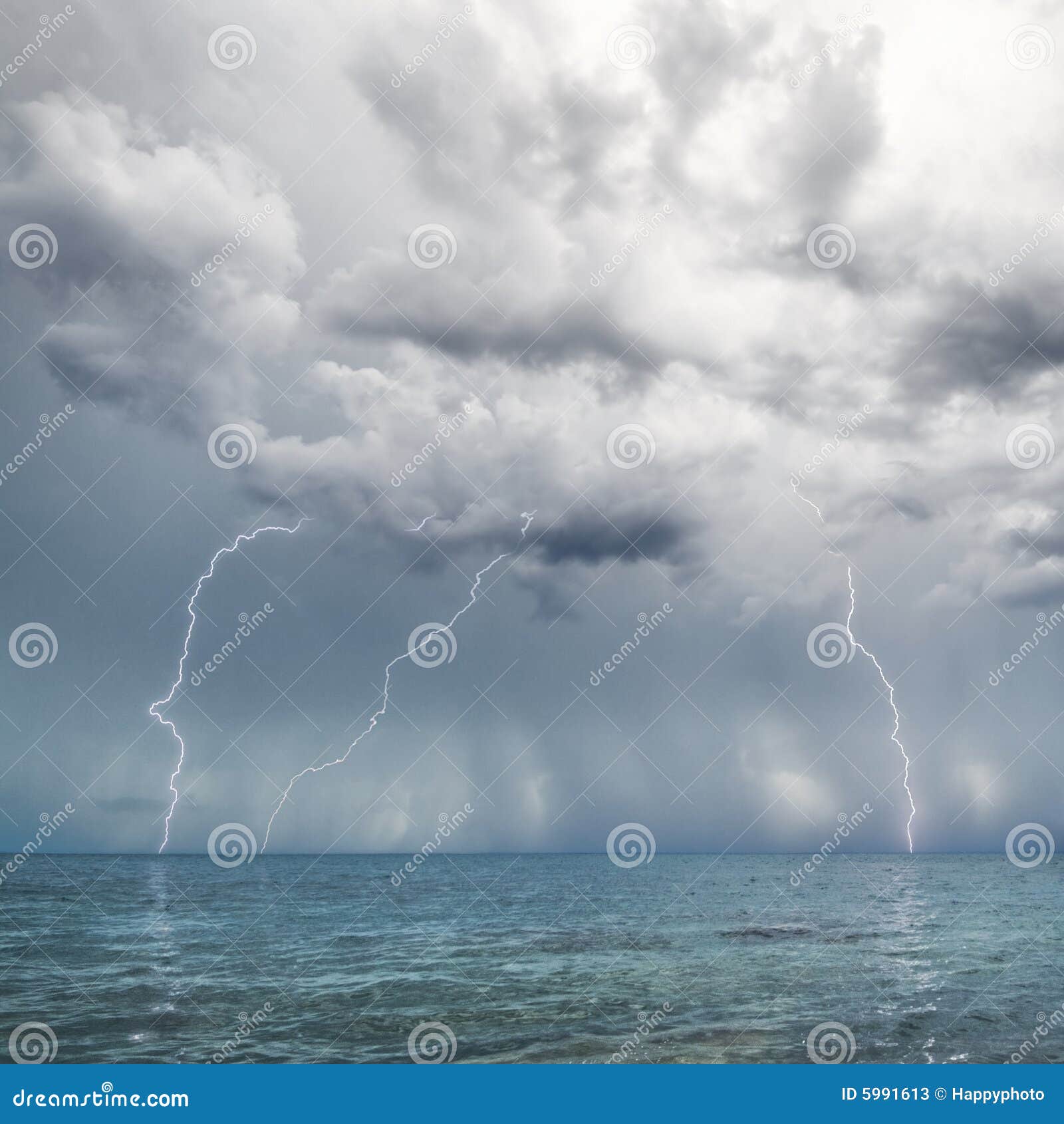 Lightning and Thunderstorm Above Sea Stock Image - Image of plasma ...