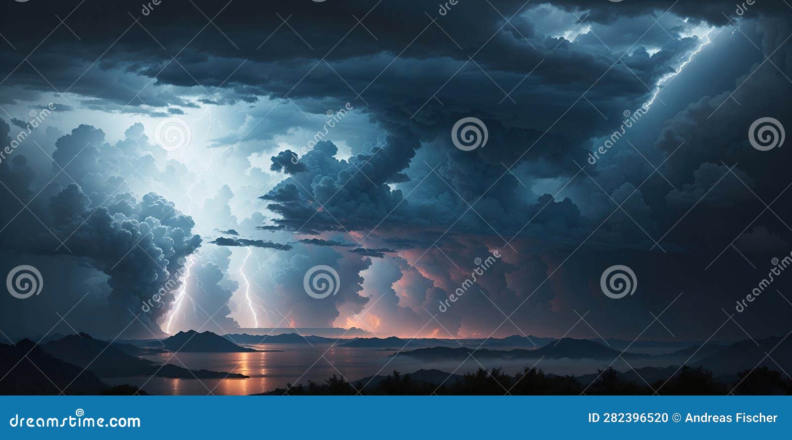 Lightning Thunderstorm Flash Over the Night Sky. Stock Illustration ...