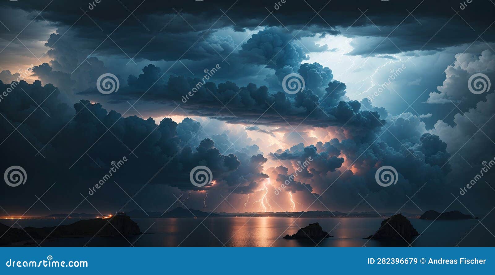 Lightning Thunderstorm Flash Over the Night Sky. Stock Illustration ...