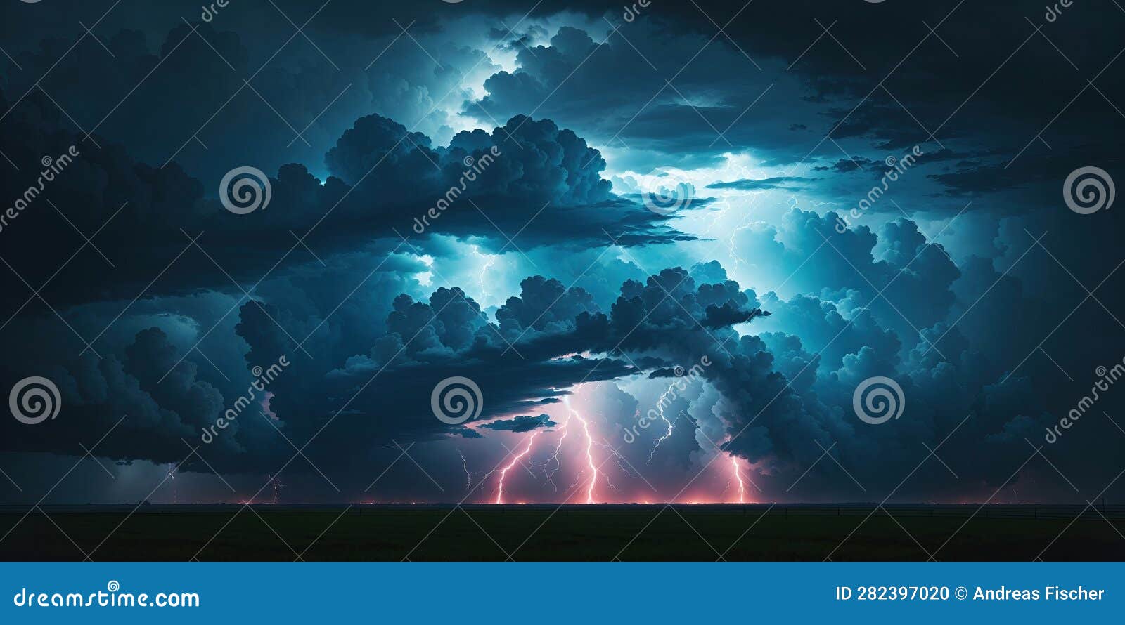 Lightning Thunderstorm Flash Over the Night Sky. Stock Illustration ...