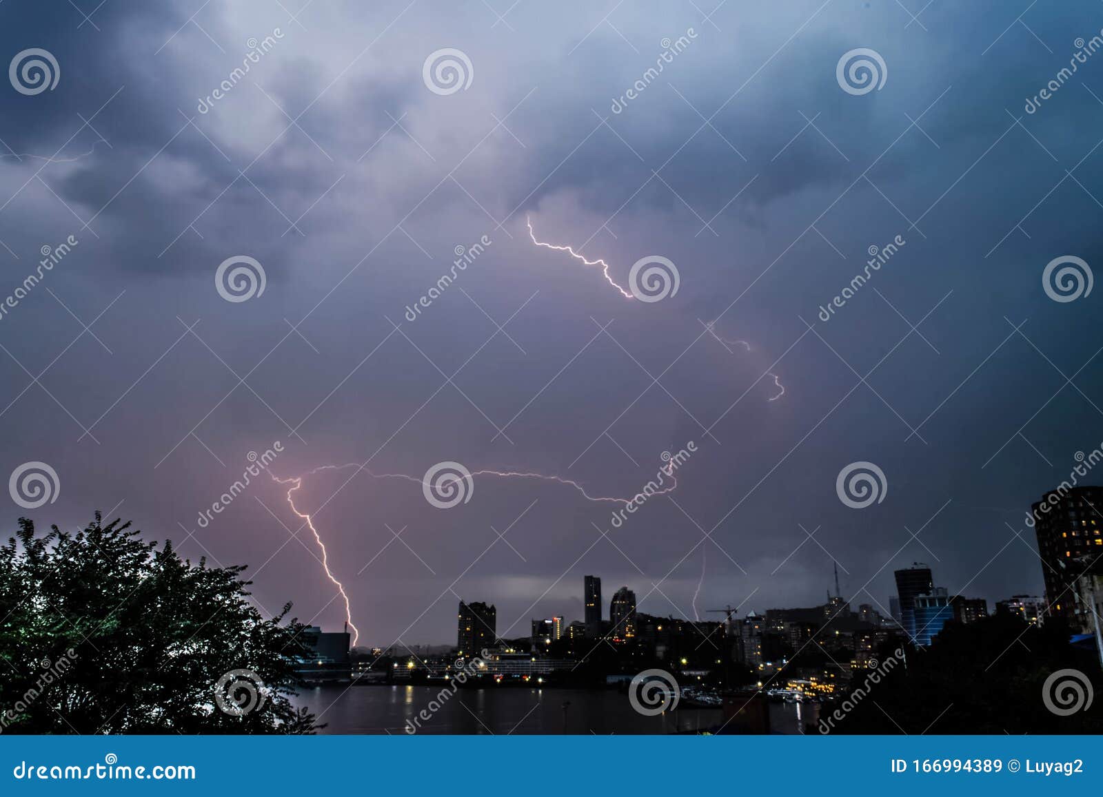 Lightning during Thunderstorm in the Sky. Natural Phenomenon of Stock ...