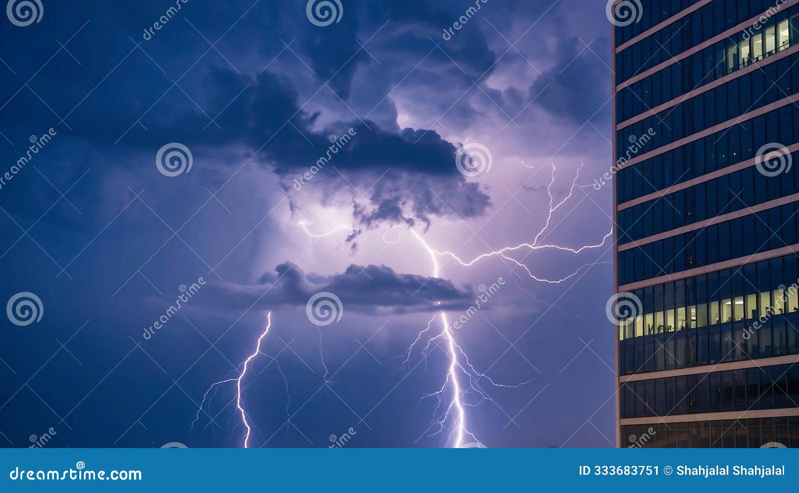 Lightning Thunderstorms Flash Over The Night Sky. Royalty-Free Stock ...