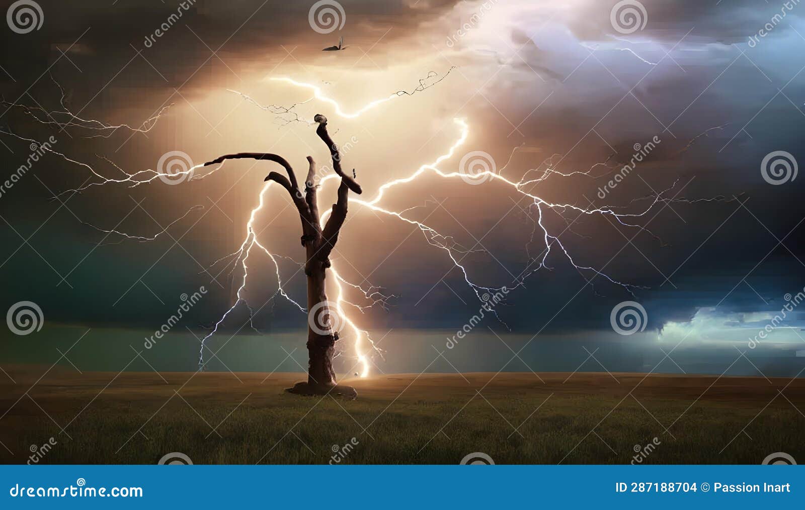 Lightning in Tree Stormy Weather and Natural Disaster Stock ...