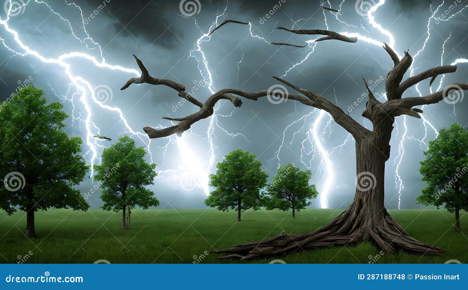 Lightning in Tree Stormy Weather and Natural Disaster Stock ...