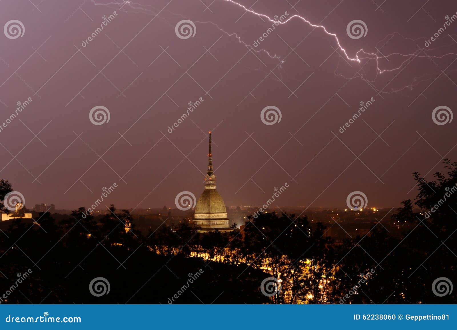 Lightning on Turin stock photo. Image of lightning, energia - 62238060