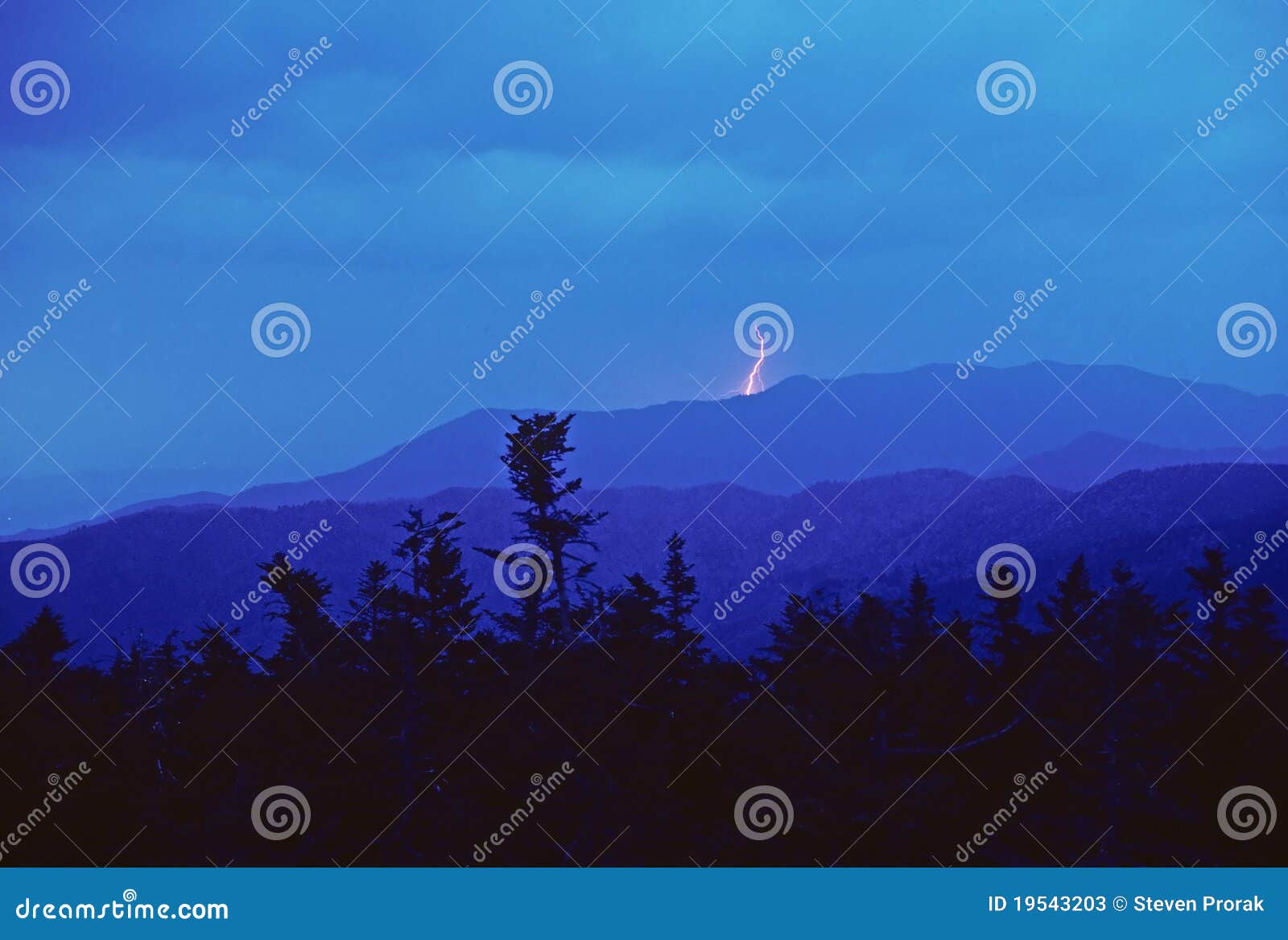 Lightning at Twilight in the Mountains Stock Image - Image of north ...