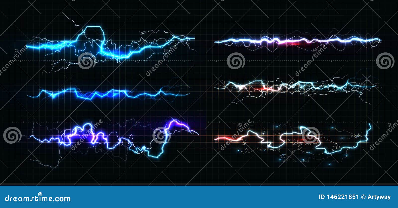 Lightning Various Colors Set, Glowing Thunderbolt And Brightning Power ...
