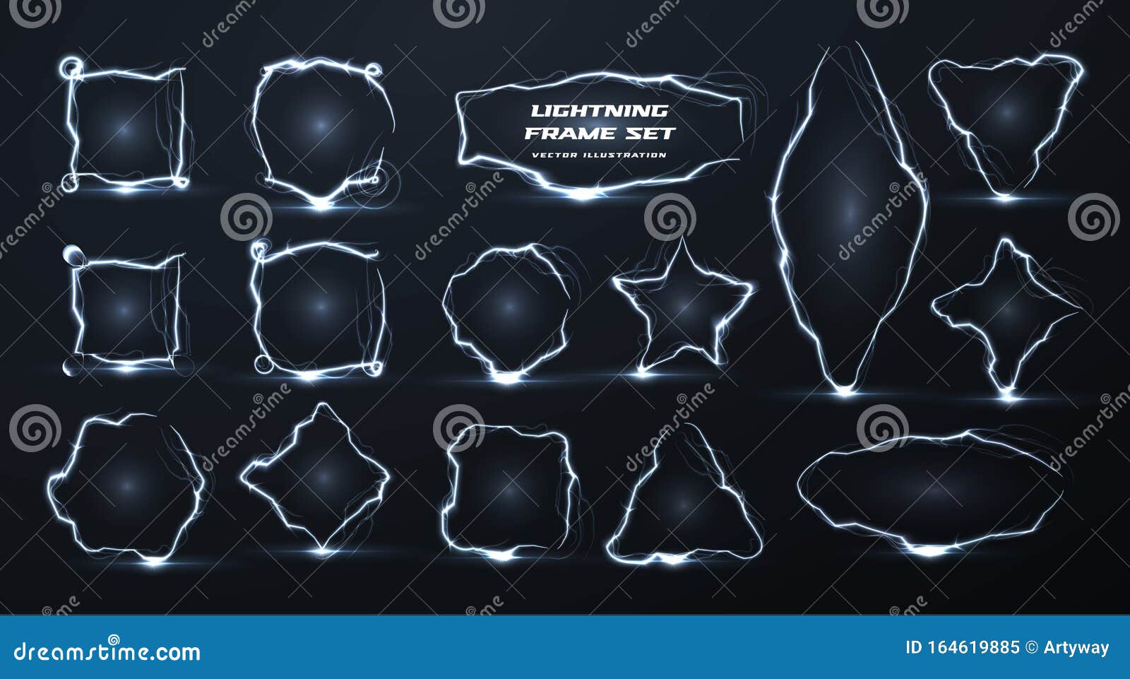 Lightning Vector Creative Realistic Borders Set. Electricity Empty ...