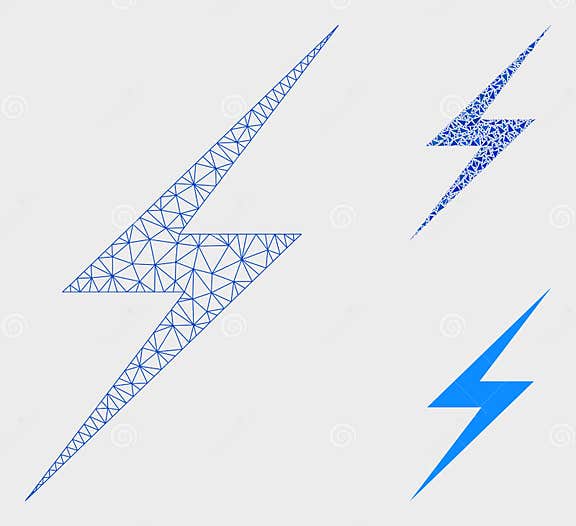 Lightning Vector Mesh Wire Frame Model and Triangle Mosaic Icon Stock ...
