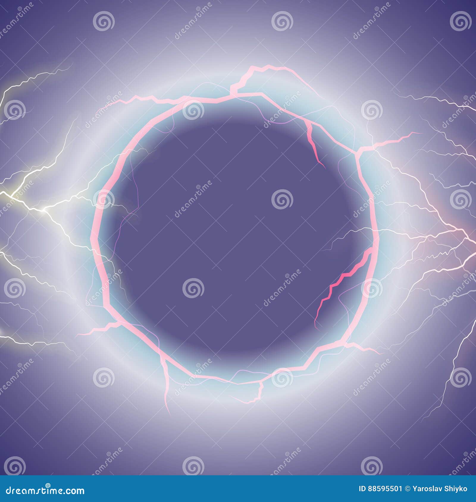 Lightning Vector Round Text Frame On Transparent Background ...