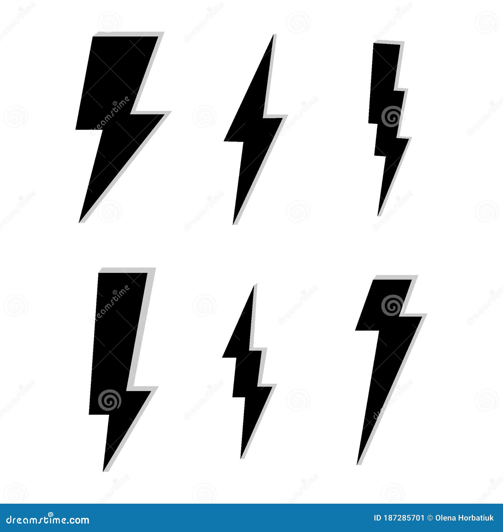 Lightning Vector Set Isolated from Background. Simple Icon Storm or ...