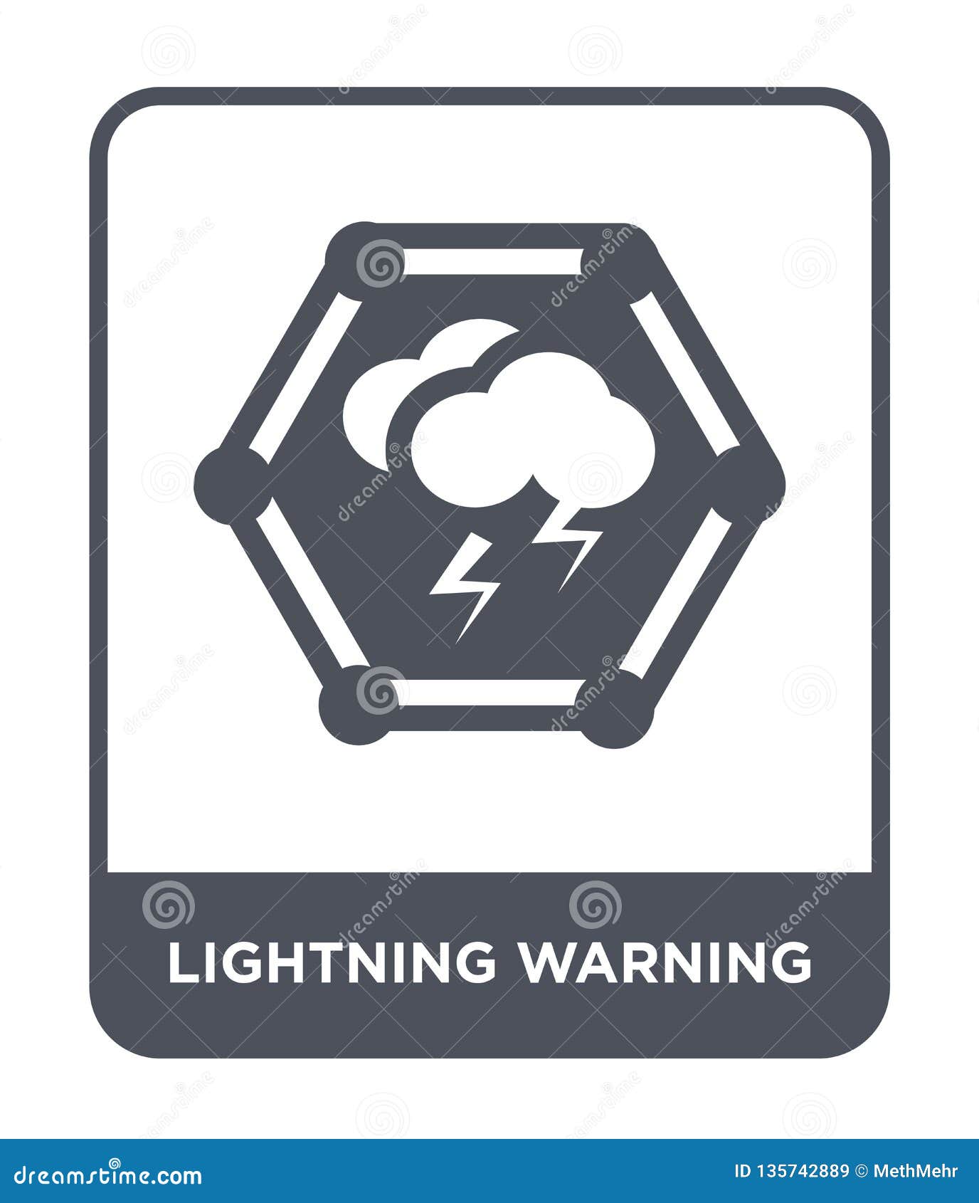 Lightning Warning Icon in Trendy Design Style. Lightning Warning Icon ...