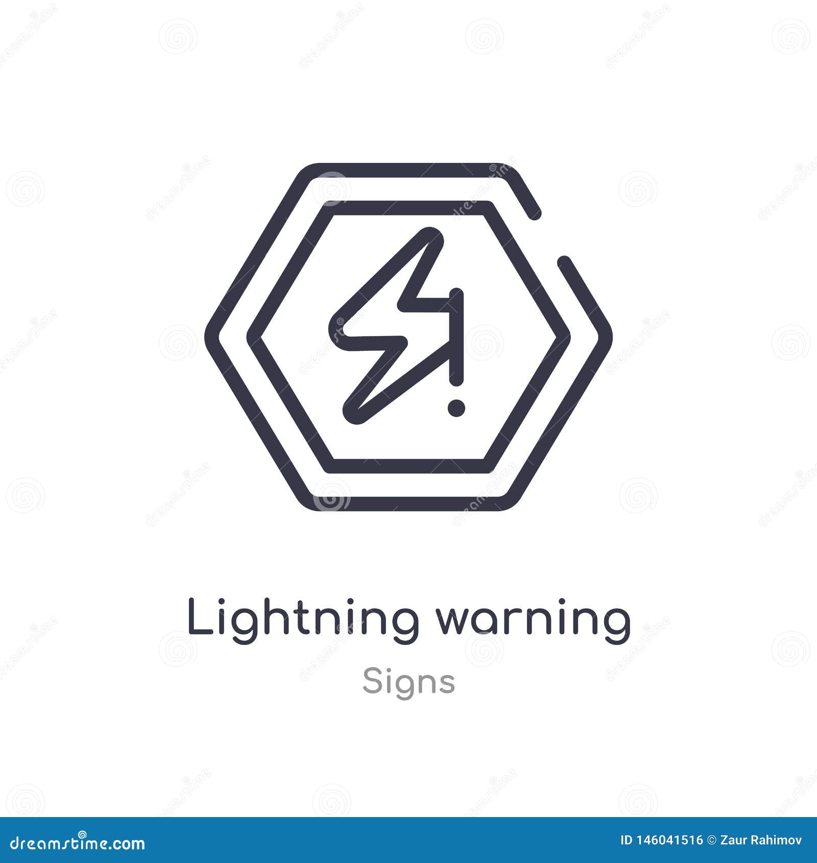 Lightning Warning Outline Icon. Isolated Line Vector Illustration from ...