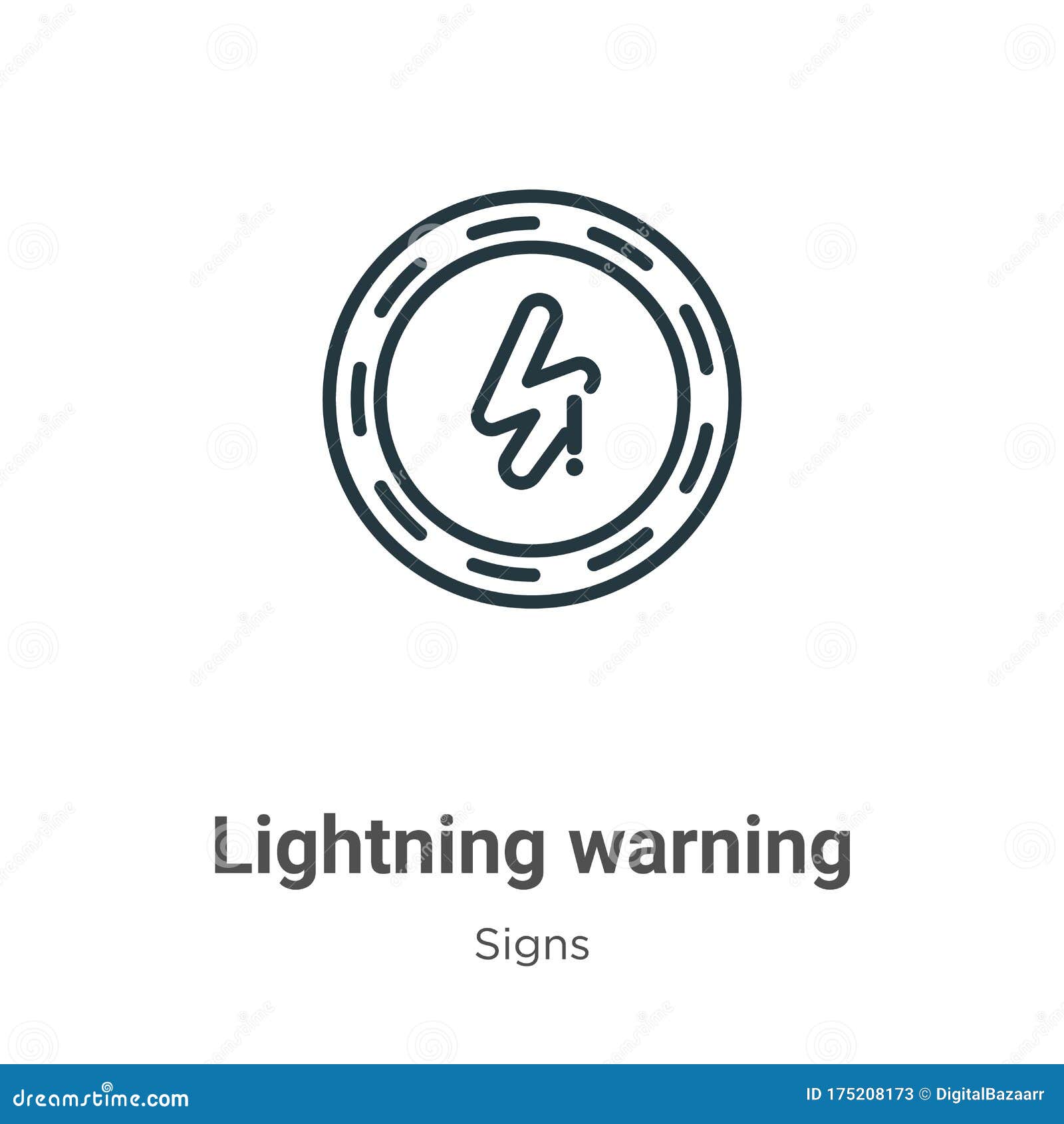 Lightning Warning Outline Vector Icon. Thin Line Black Lightning ...