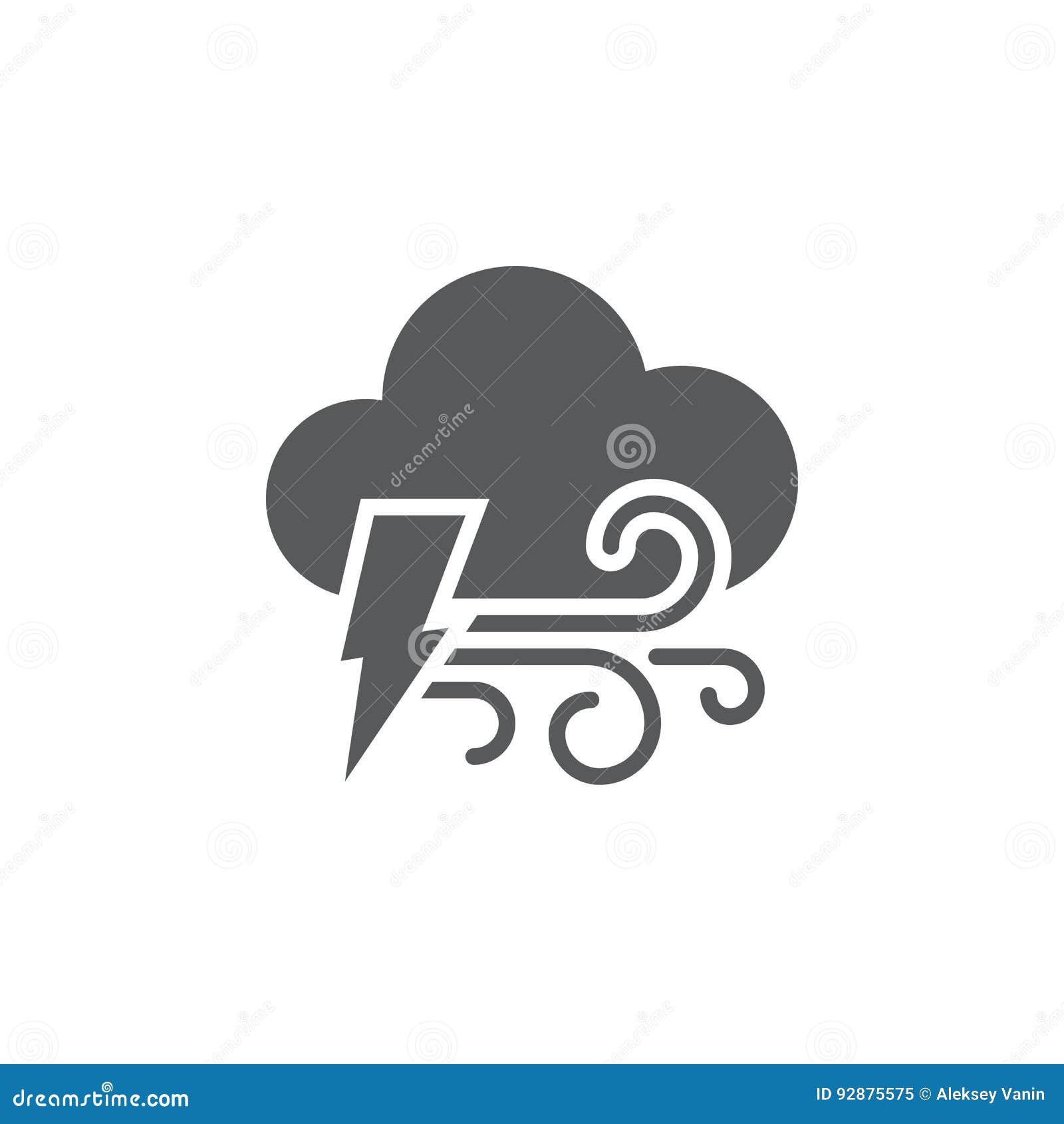 Lightning and Wind Icon Isolated on White Background. Vector ...