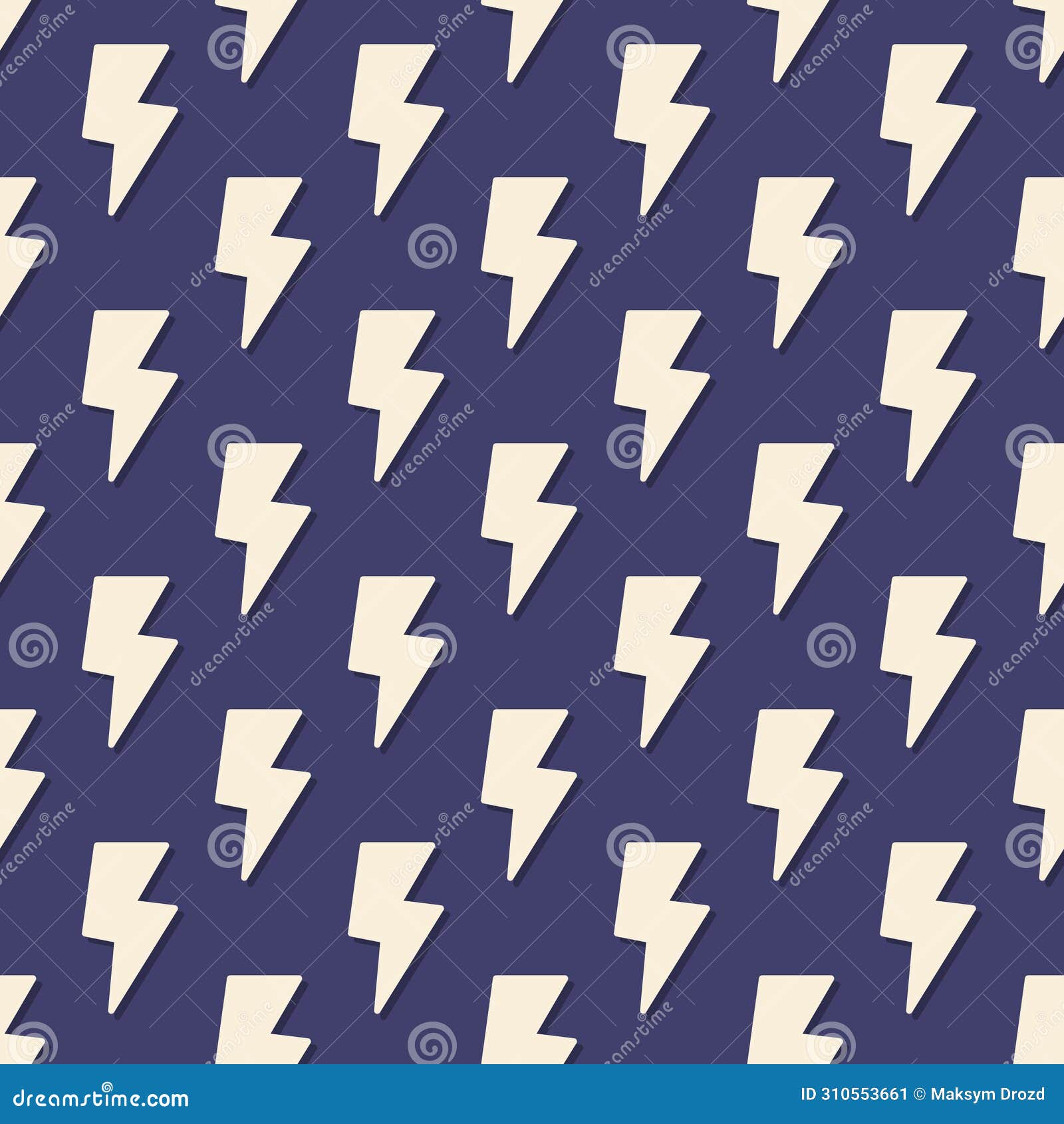 Lightnings Seamless Pattern. a Repeating Thunder Sign on a Dark Blue ...