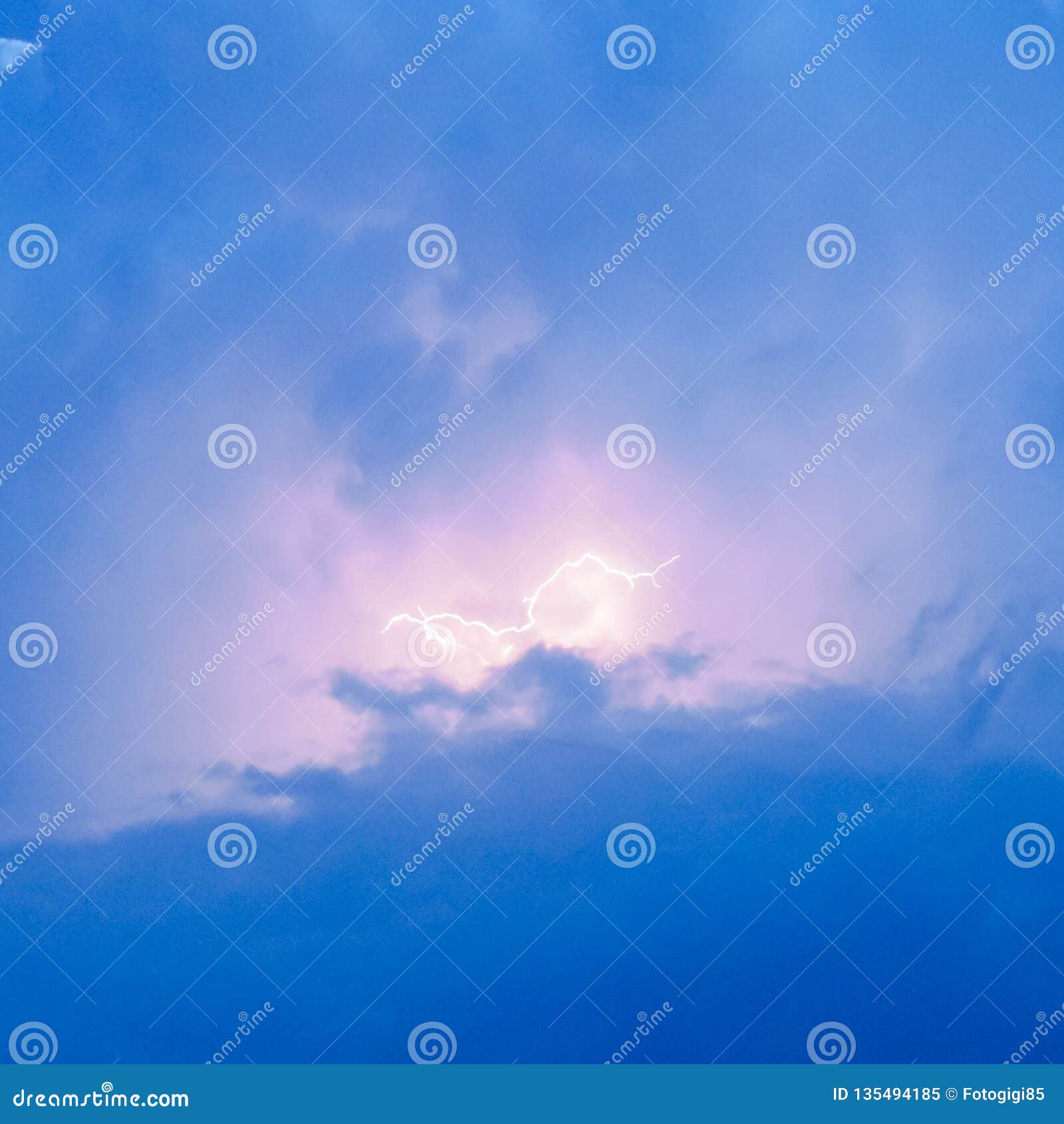 Lightnings in Storm Clouds. Peals of a Thunder and the Sparkling Stock ...