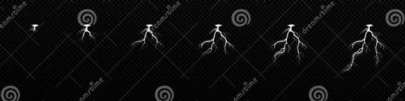 Lightnings Strikes Animation Sprite Sheet, Thunder Stock Vector ...