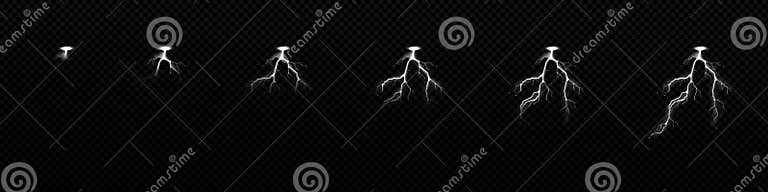 Lightnings Strikes Animation Sprite Sheet, Thunder Stock Vector ...