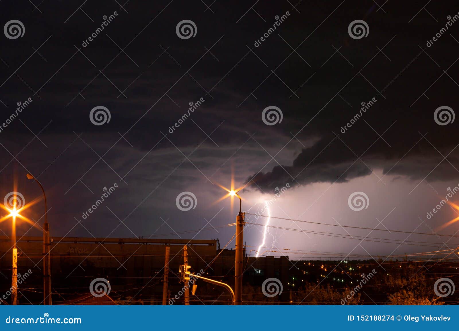 Lightnings and Thunder Bolt Strike Stock Photo - Image of view, evening ...