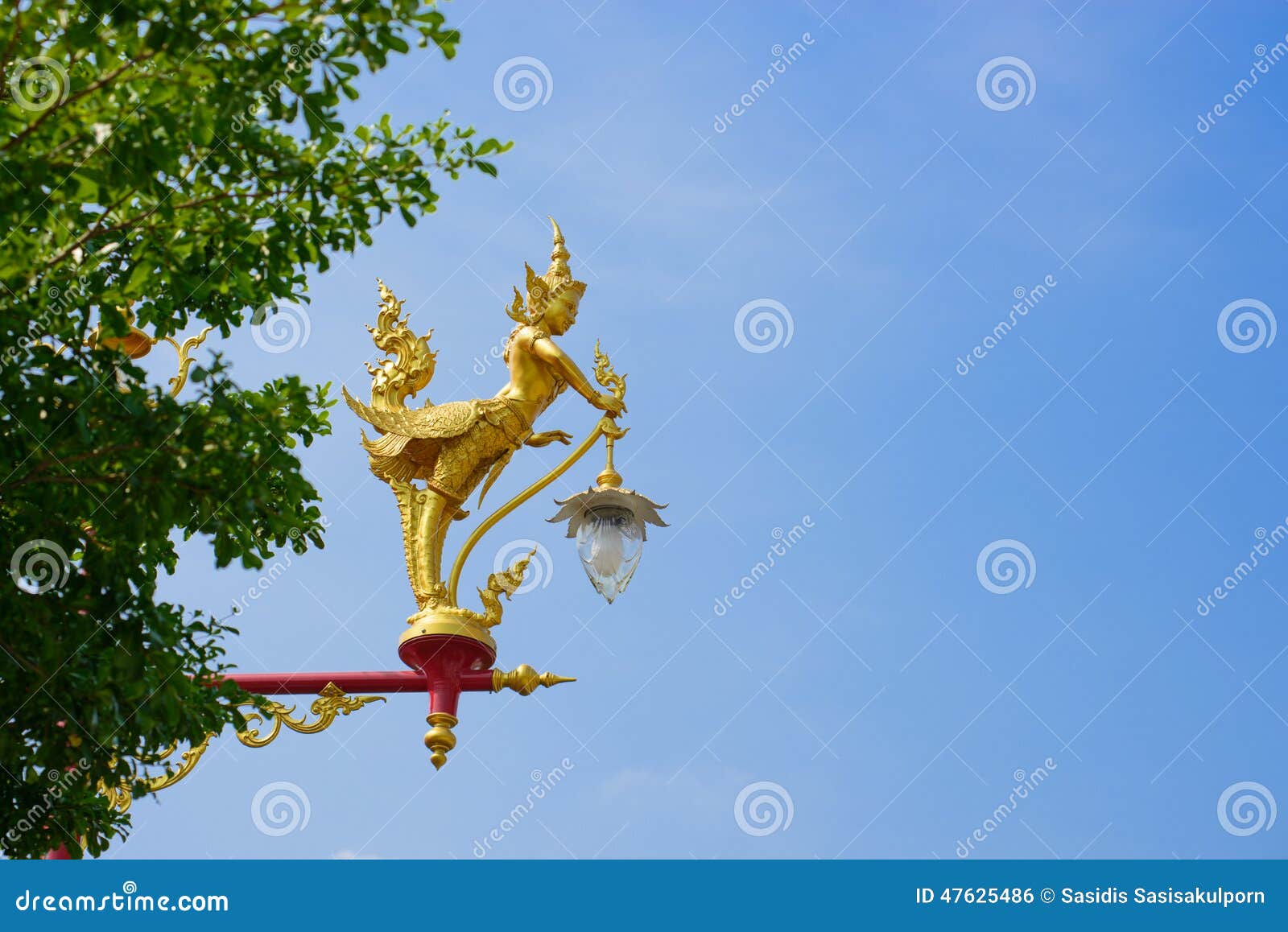 Lightpole Decorated in Thai Traditional Style Stock Photo - Image of ...
