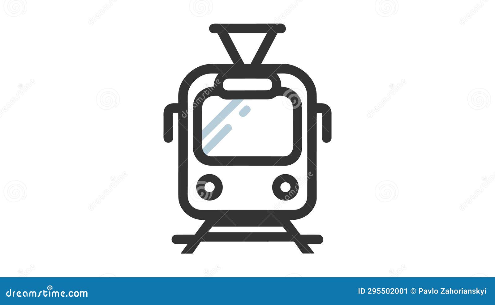 Lightrail or Light Rail Transit with Pantograph Flat Vector Icon for ...