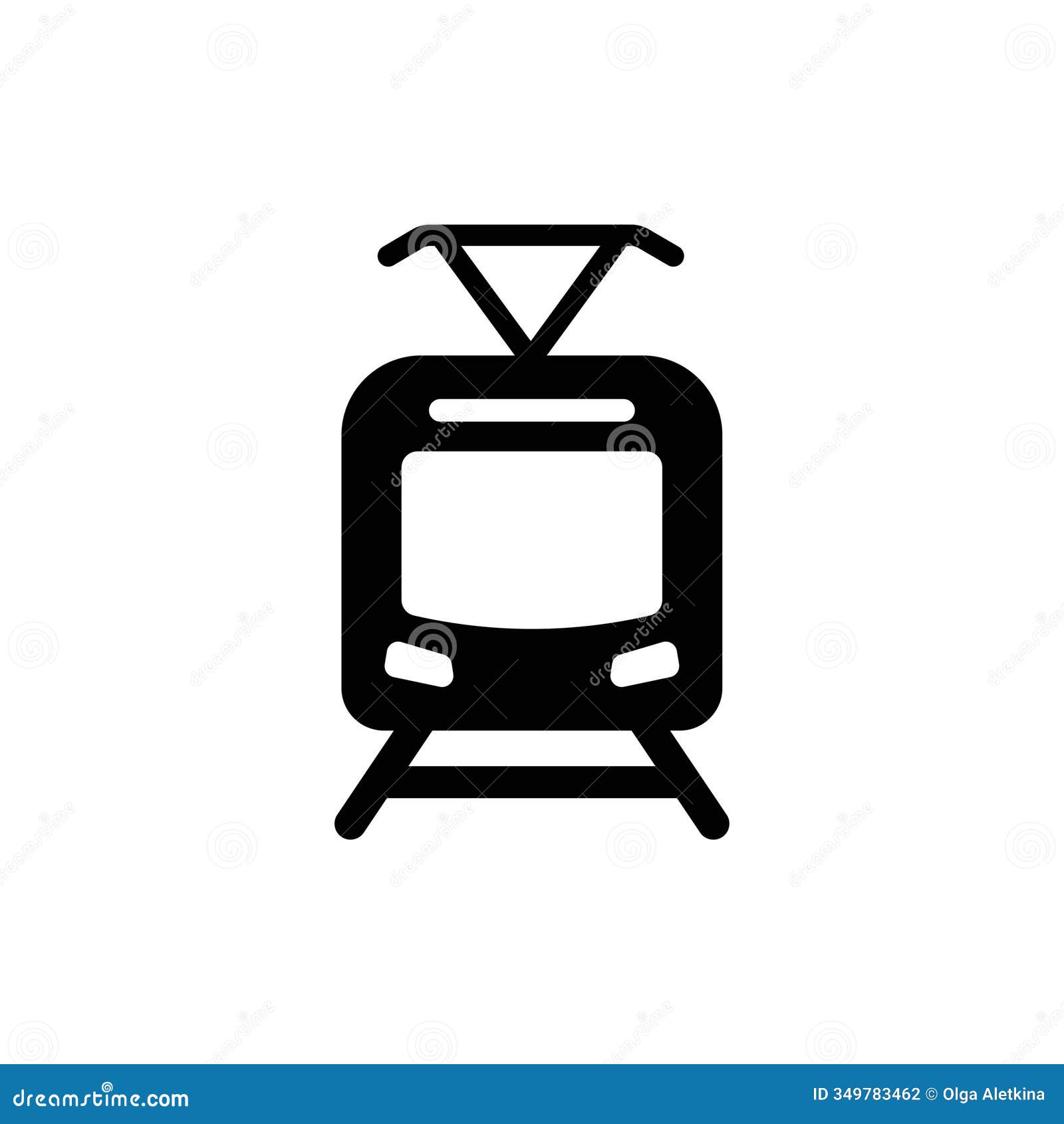 Lightrail or Light Rail Transit with Pantograph Flat Vector Icon for ...