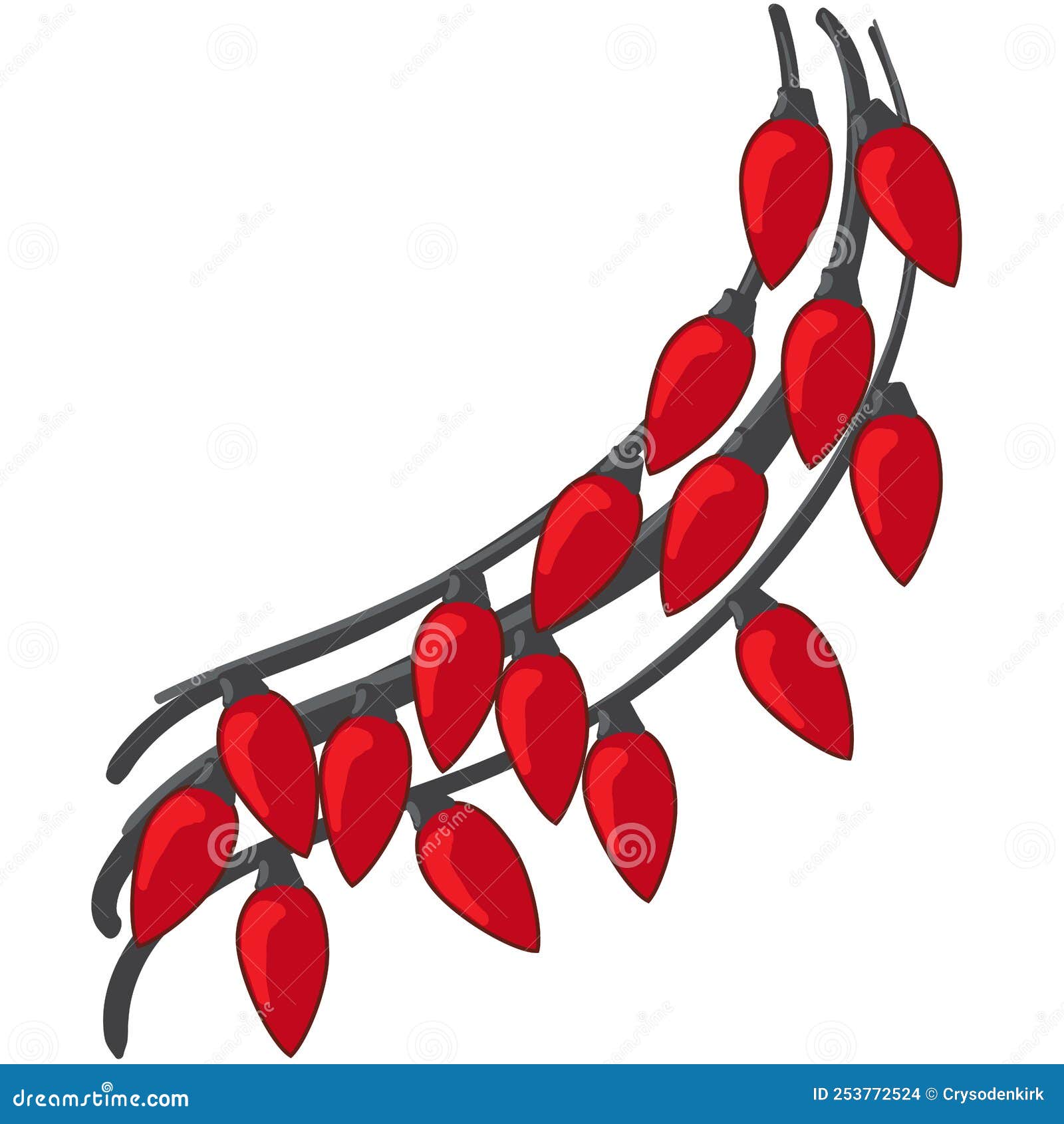 Isolated Illustration of Triple String of Red Holiday Lights Stock ...