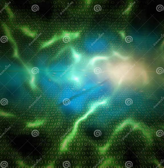 Digital Space with Binary Code Stock Illustration - Illustration of ...