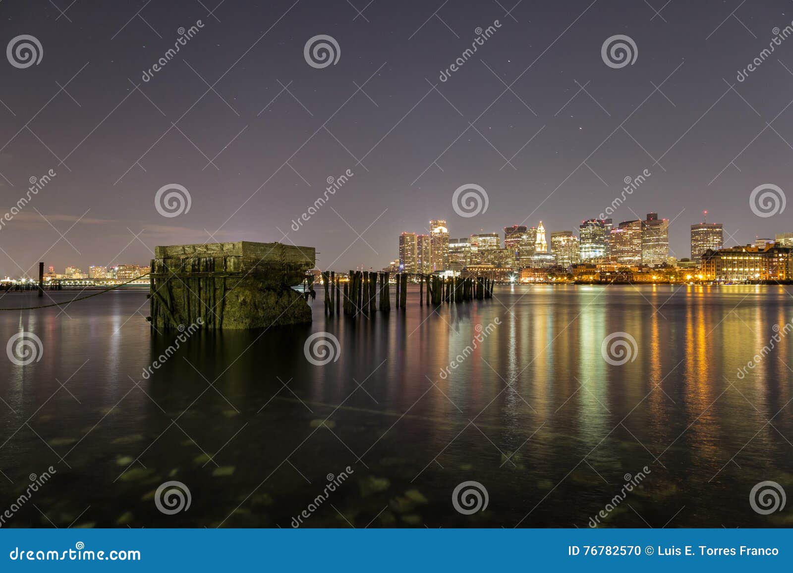 Lights of Boston stock photo. Image of edge, purple, town - 76782570