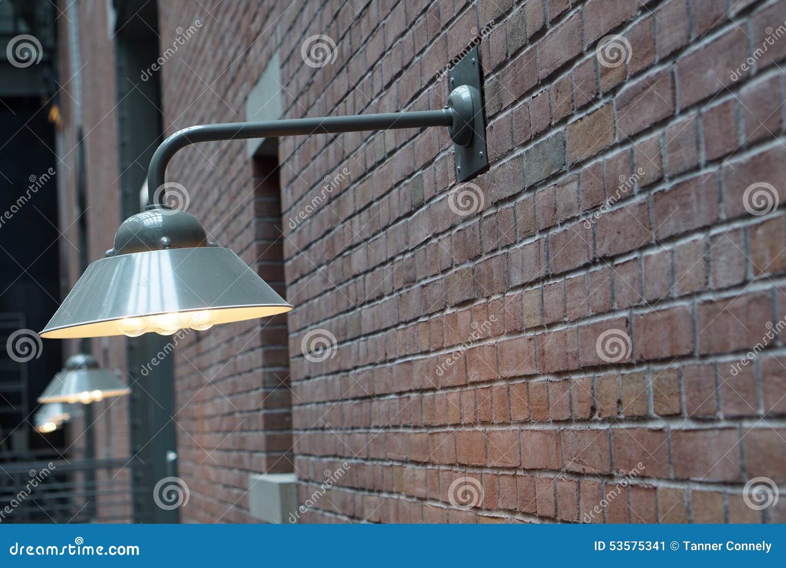 Lights on a brick wall stock image. Image of washington - 53575341