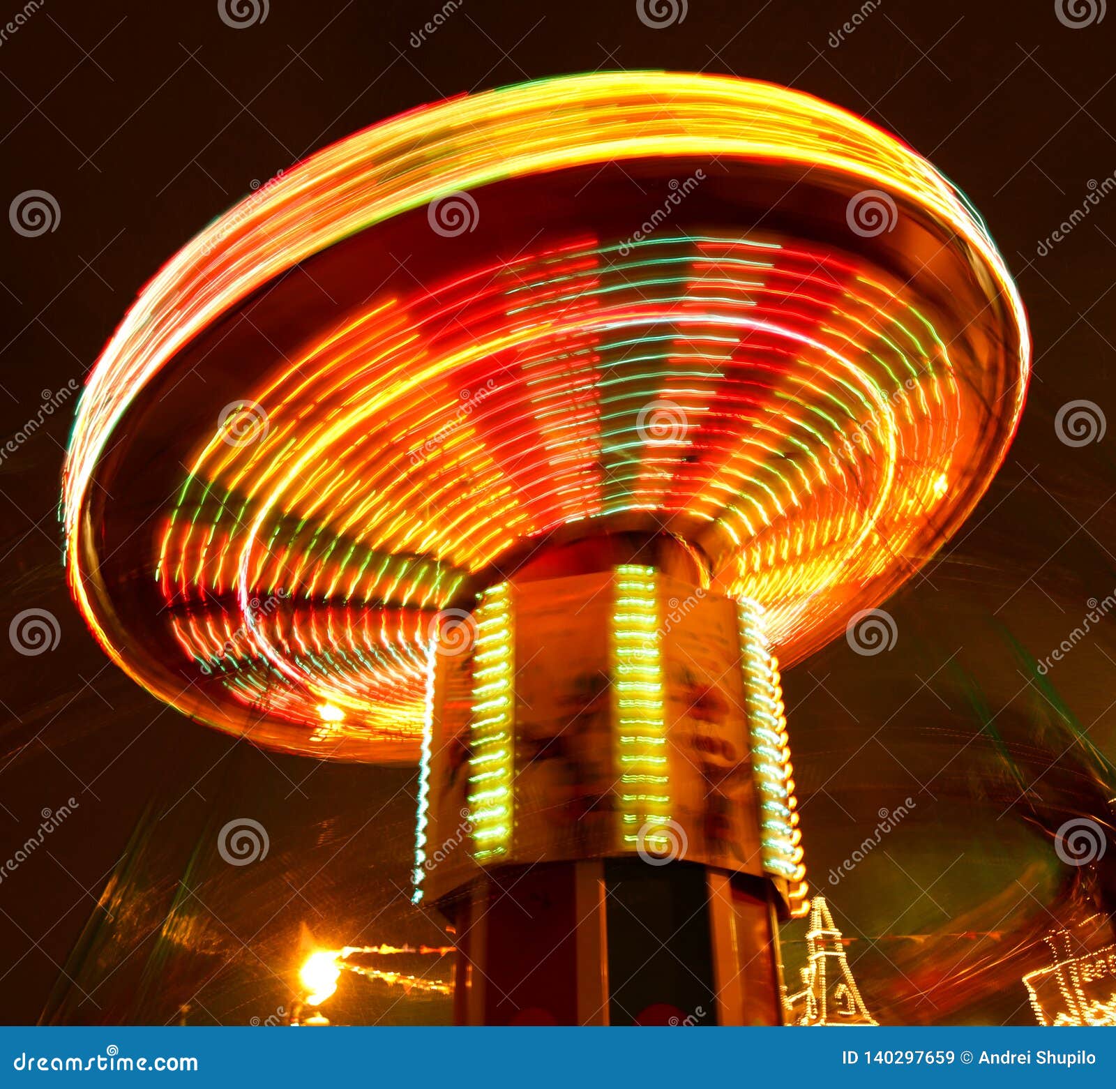 The Lights on the Carousel in Motion Stock Image - Image of neon, round ...