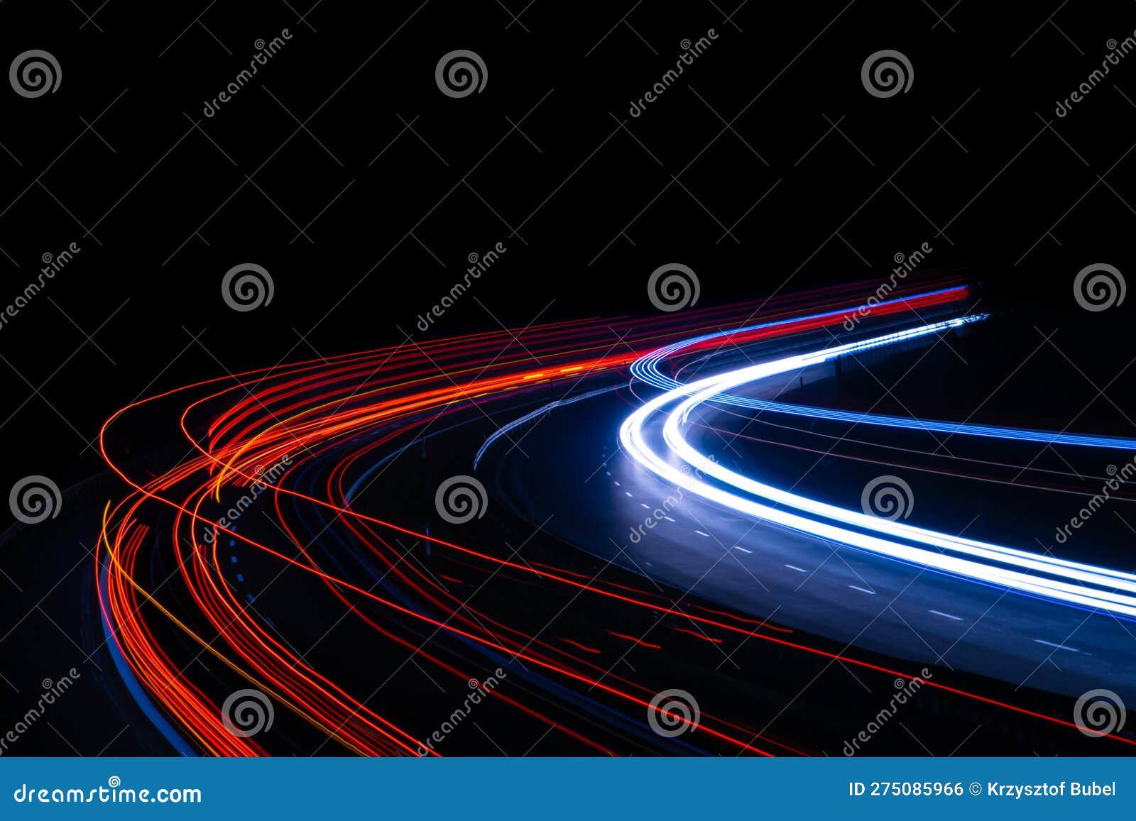 Lights of Cars Driving at Night. Long Exposure Stock Photo - Image of ...