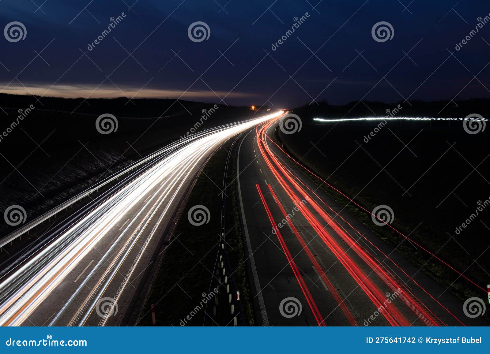 Lights of Cars Driving at Night. Long Exposure Stock Photo - Image of ...