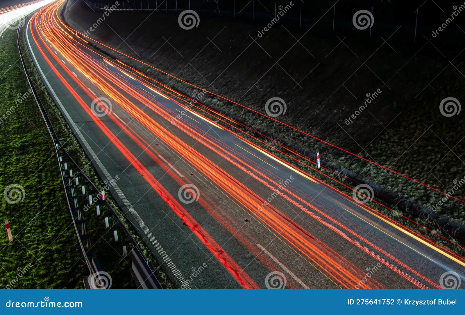 Lights of Cars Driving at Night. Long Exposure Stock Photo - Image of ...