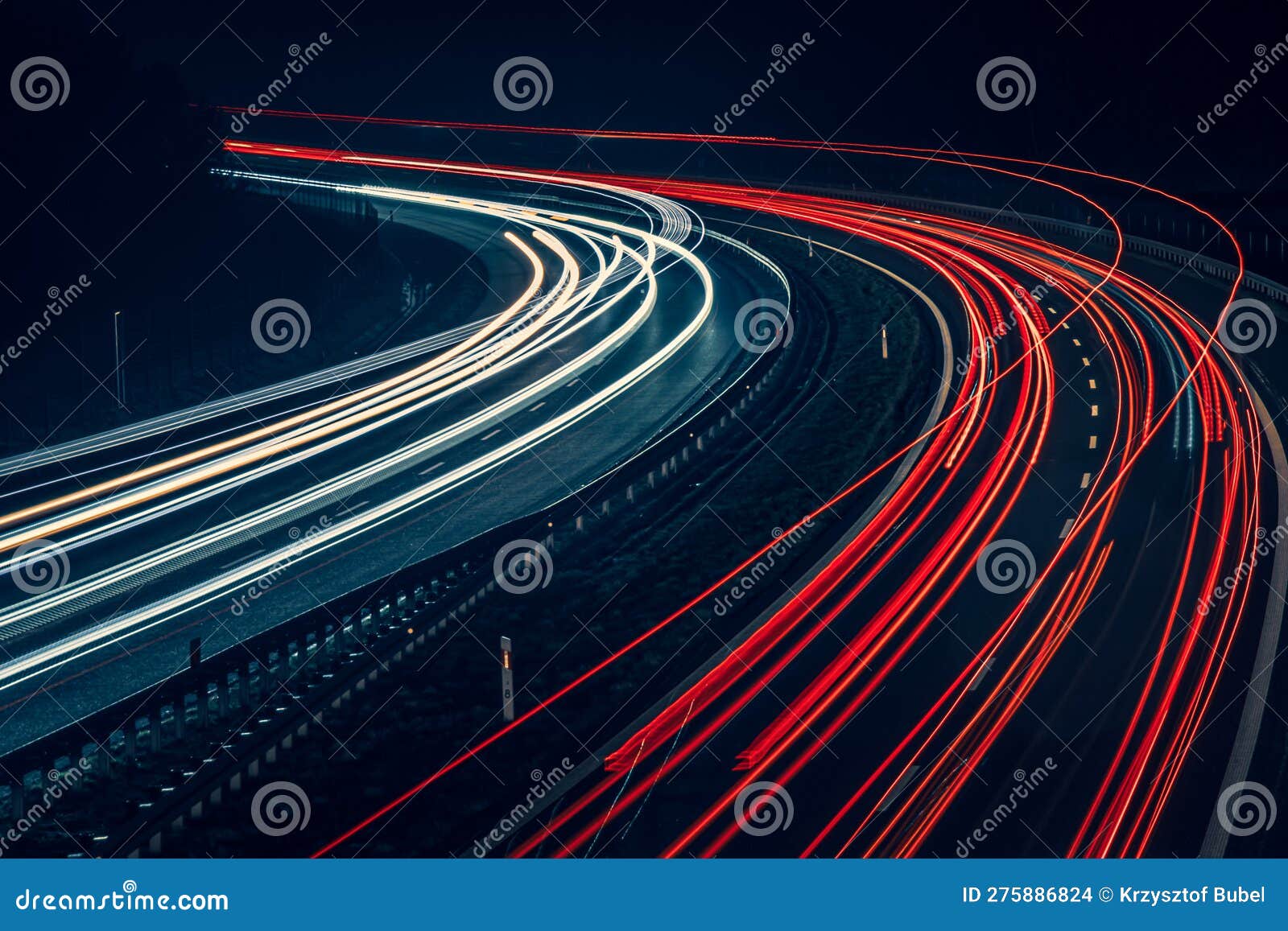 Lights of Cars Driving at Night. Long Exposure Stock Photo - Image of ...