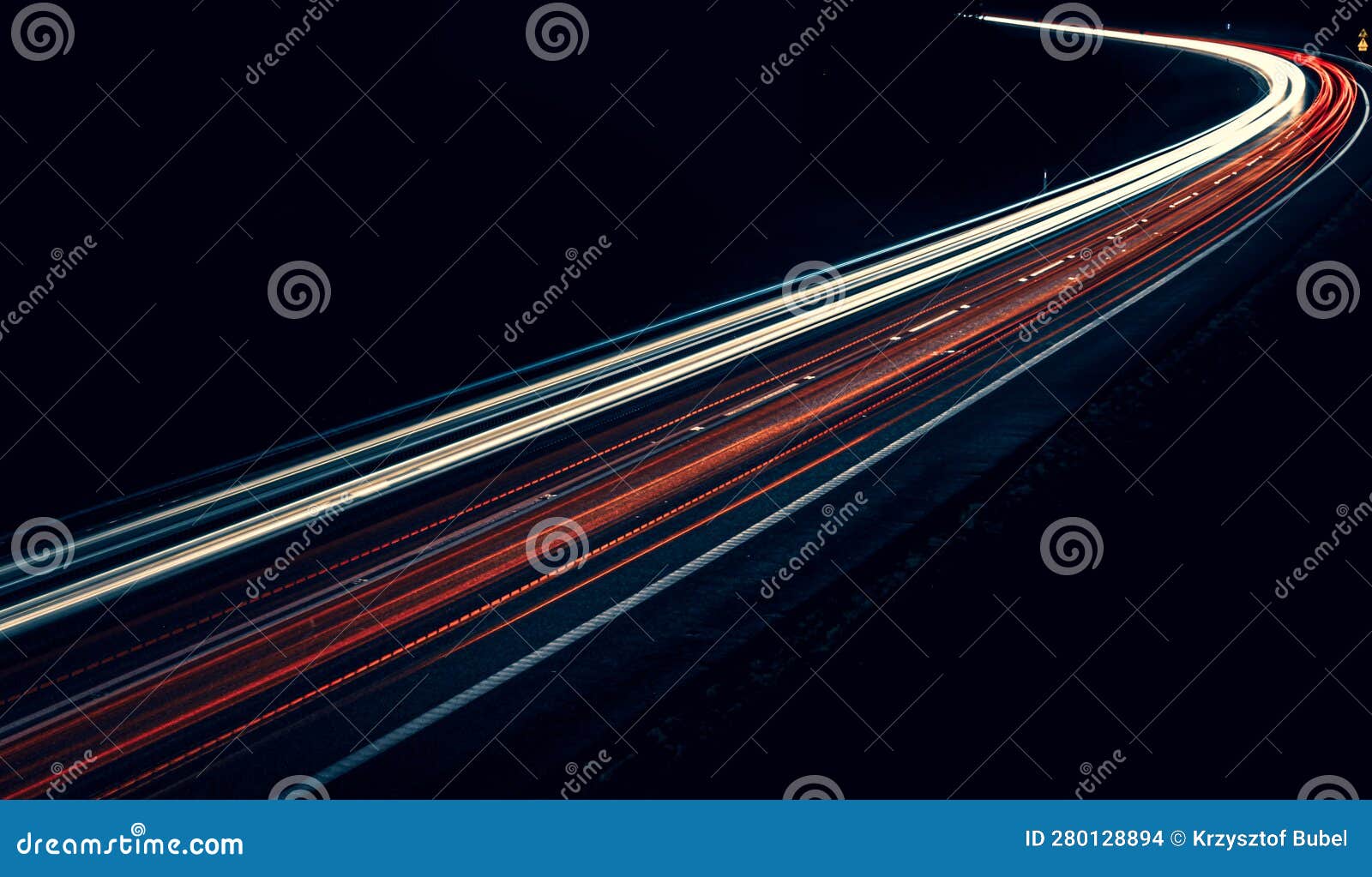 Lights of Cars Driving at Night. Long Exposure Stock Photo - Image of ...
