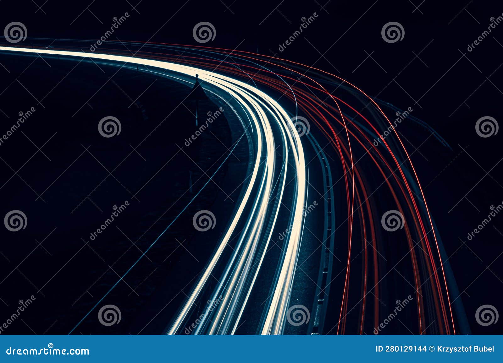 Lights of Cars Driving at Night. Long Exposure Stock Photo - Image of ...