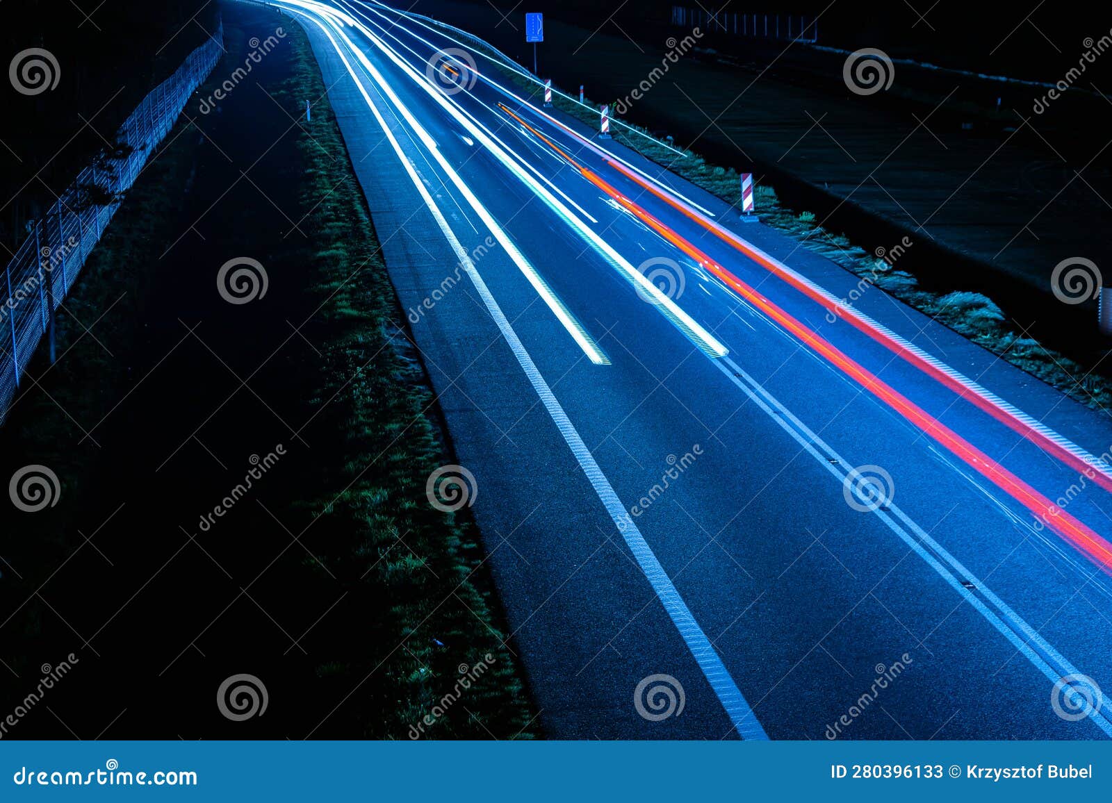 Lights of Cars Driving at Night. Long Exposure Stock Image - Image of ...