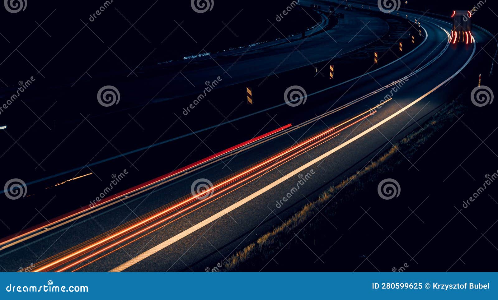 Lights of Cars Driving at Night. Long Exposure Stock Image - Image of ...
