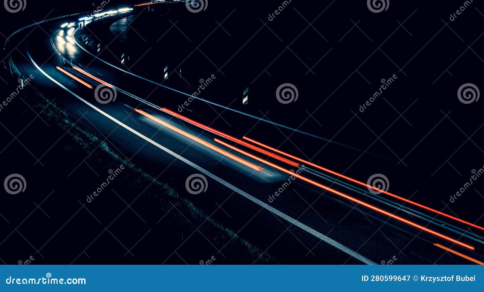 Lights of Cars Driving at Night. Long Exposure Stock Image - Image of ...