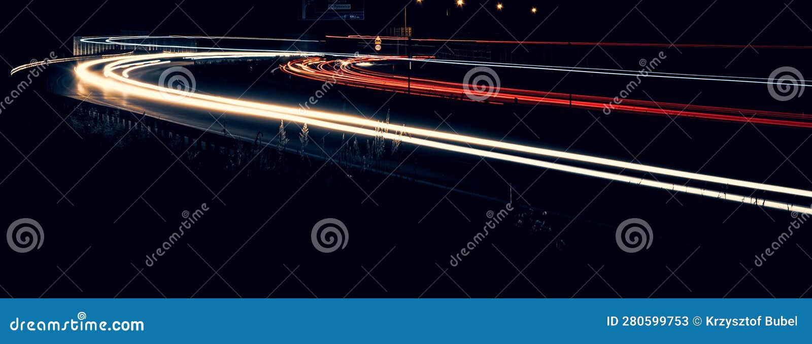 Lights of Cars Driving at Night. Long Exposure Stock Image - Image of ...