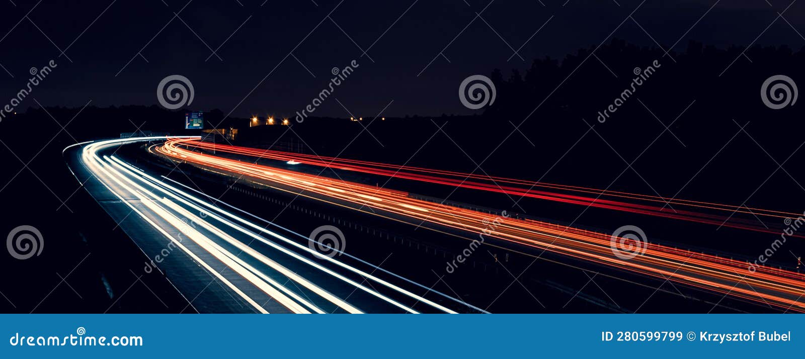 Lights of Cars Driving at Night. Long Exposure Stock Image - Image of ...