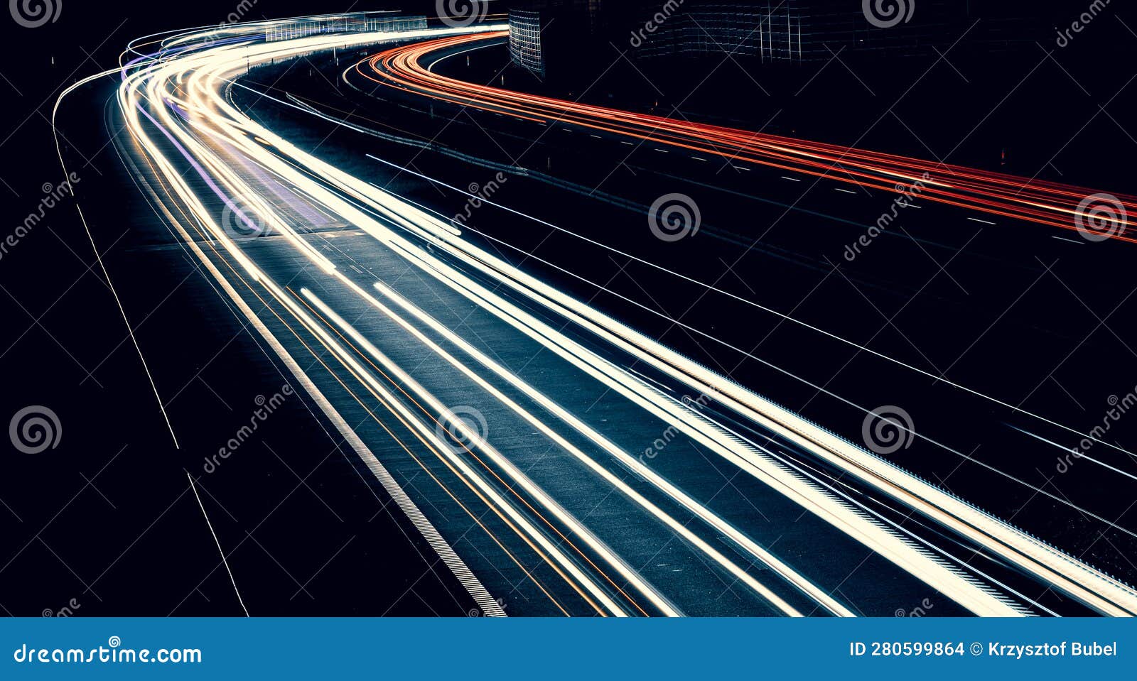 Lights of Cars Driving at Night. Long Exposure Stock Photo - Image of ...